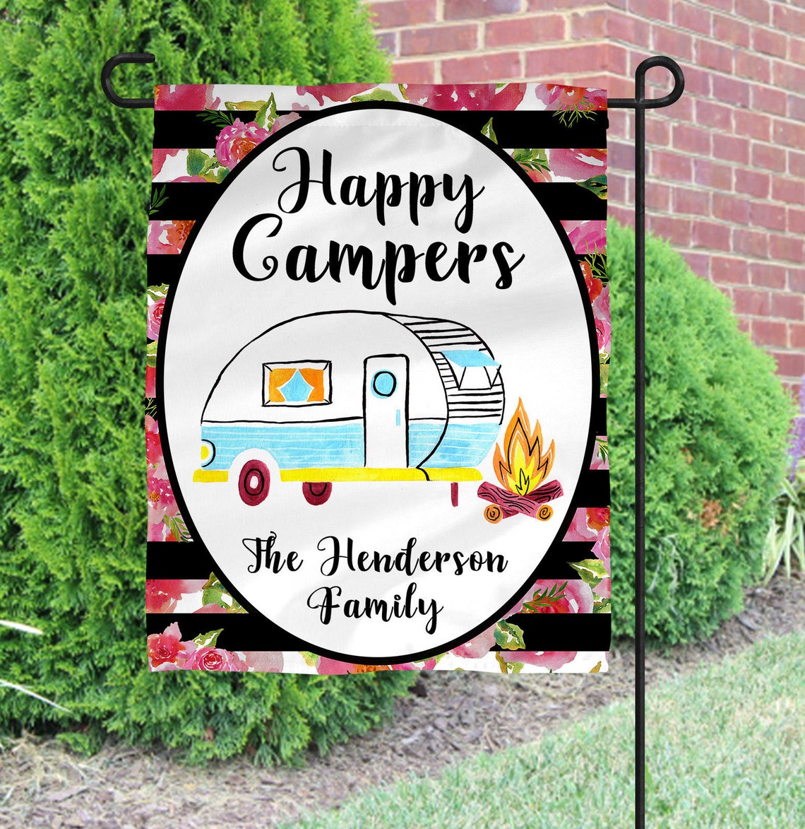 Personalized Garden Flag Garden Flag Happy Camper Camper - Etsy New Zealand