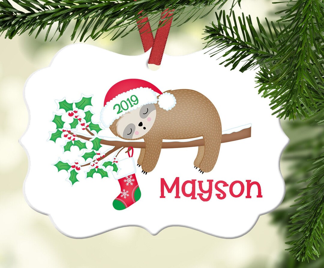 Personalized Sloth Christmas Ornamentslothpersonalized Sloth - Etsy