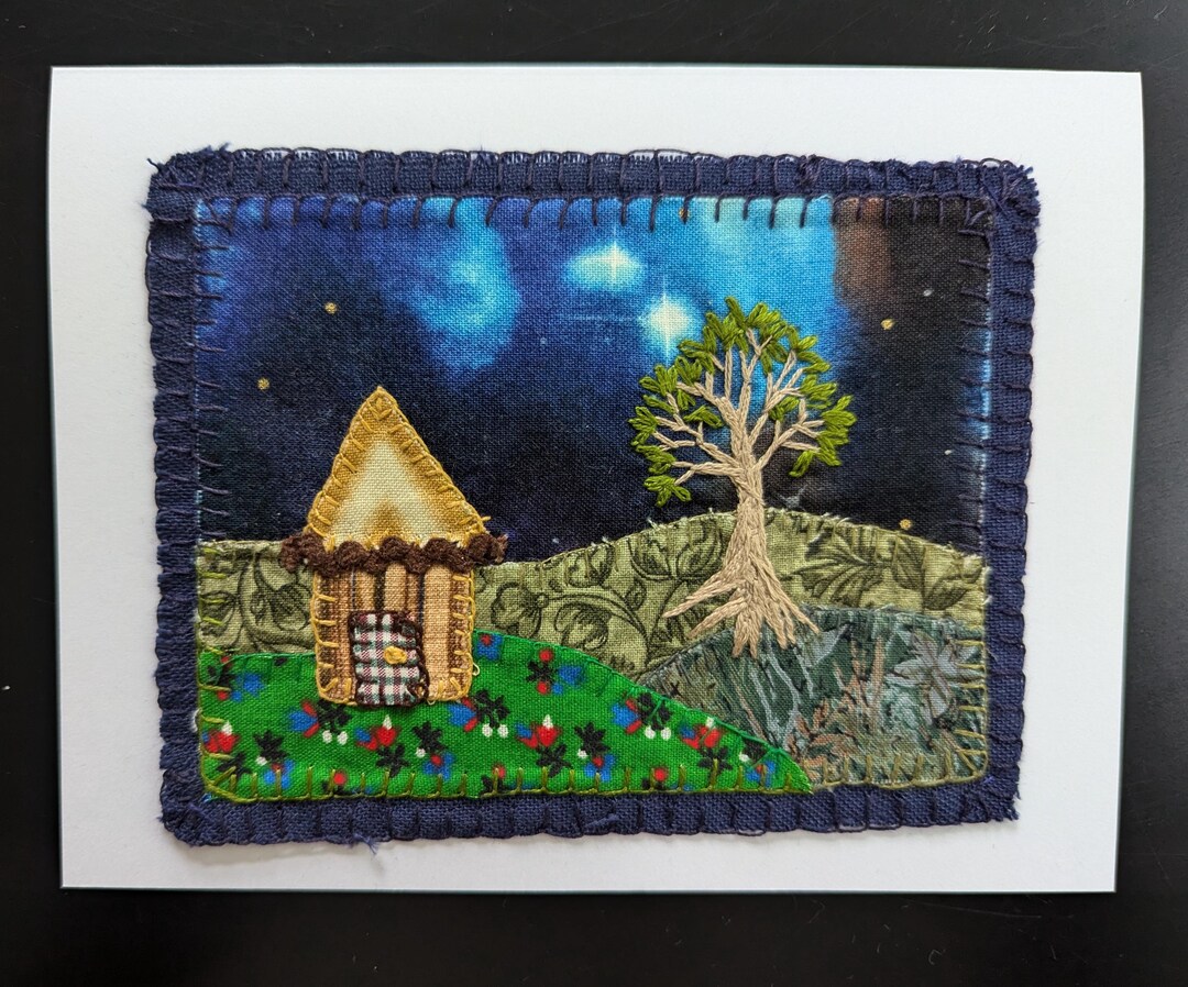 Hand Embroidered Fabric Boro Art Patch Mounted to Blank Card ...