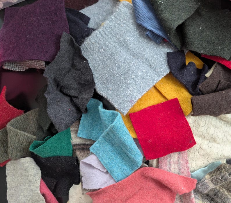 Felted Wool Scrap Bag: Repurposed Fabric for Penny Rugs & Applique - Etsy