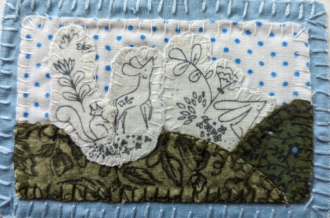 Hand Embroidered Fabric Boro Art Patch Mounted to a Gift Tag ...