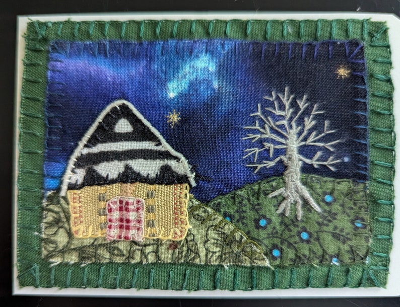 Hand Embroidered Fabric Boro Art Patch Mounted to a Gift Tag ...