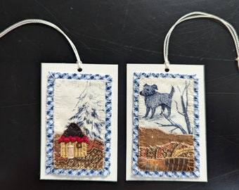 Hand Embroidered Fabric Boro Art Patch Mounted to a Gift Tag ...