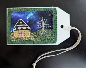 Hand Embroidered Fabric Boro Art Patch Mounted to a Gift Tag ...