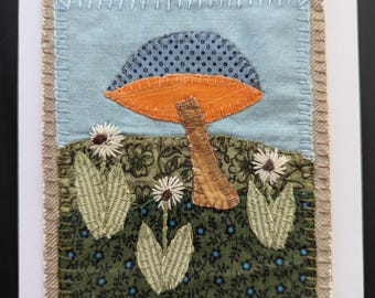 Hand Embroidered Fabric Art Patch With Applique Details Mounted to ...