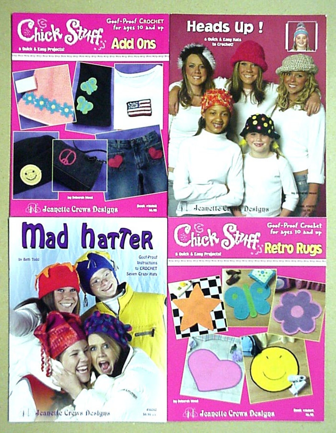Crochet Patterns Four 4 Bookletschick Stuff Add Ons, Mad Hatter, Chick ...