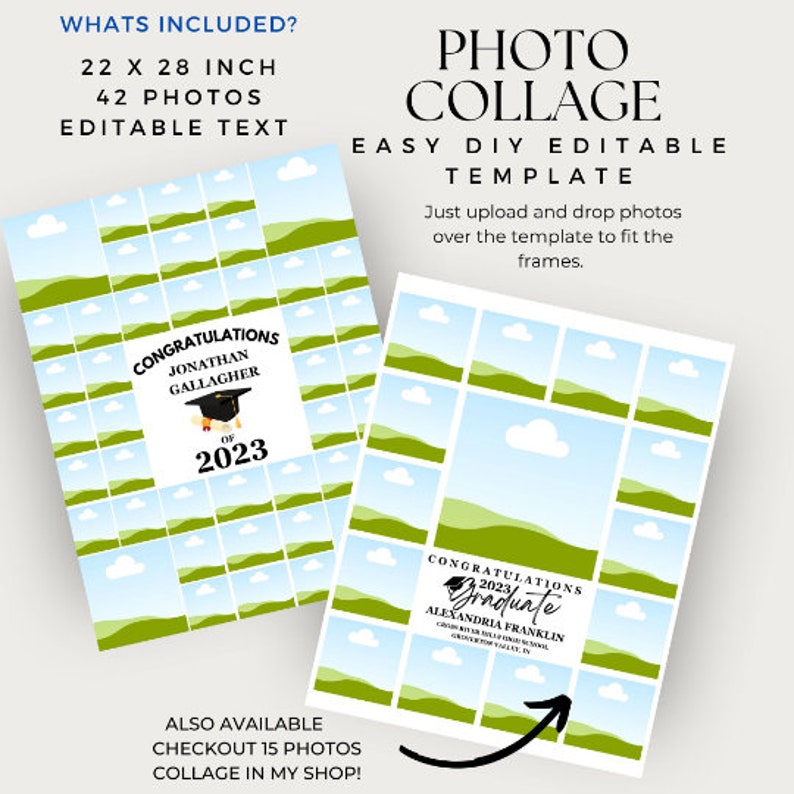 Editable Graduation Decorations 2023-24 Photo Collage Template Class of ...