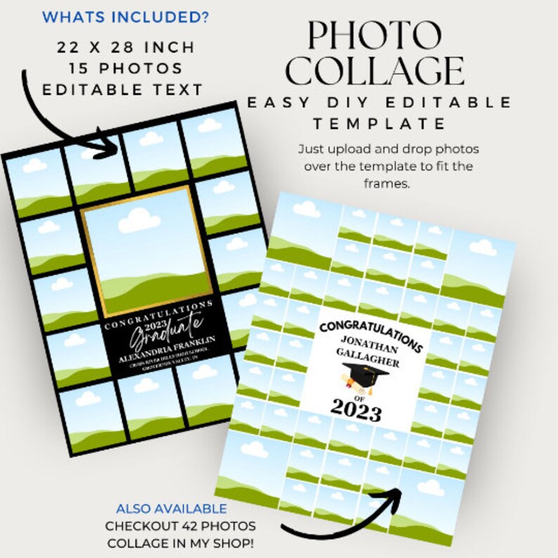 Editable Photo Collage Template Class of 2023 Sign 15 Graduation Photo ...