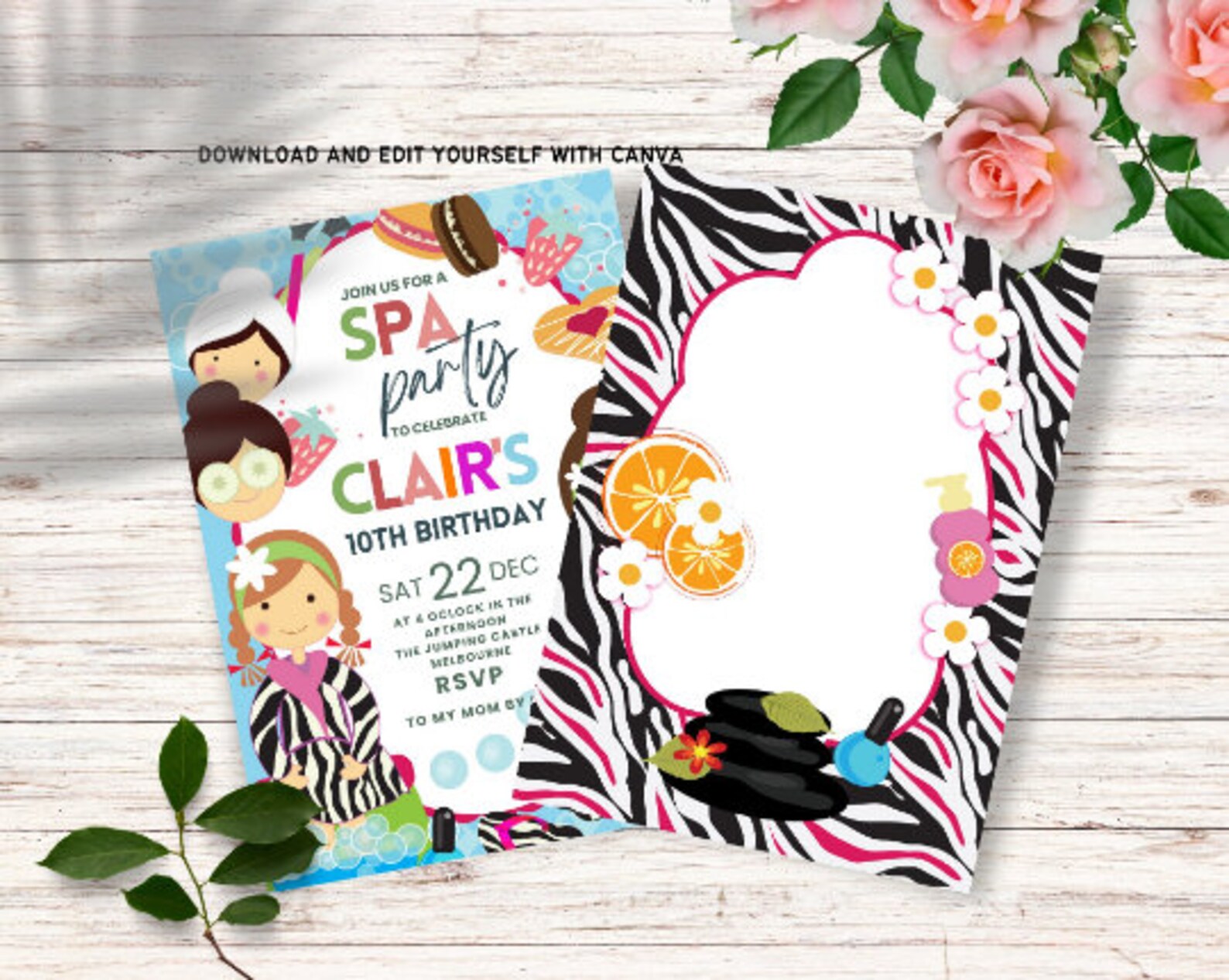 Spa and Slumber Party Invitation, Pajama Party, Spa Sleepover Party ...