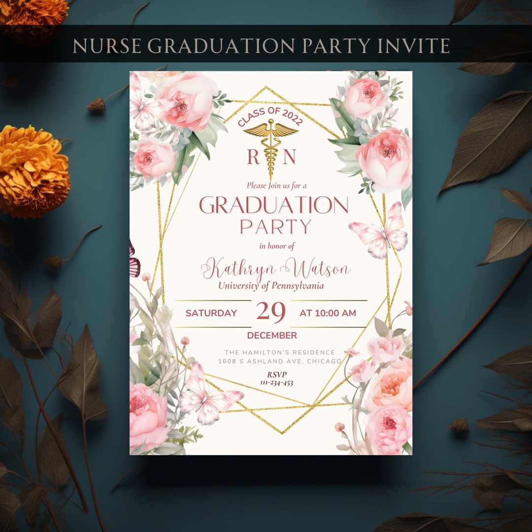 Nurse Graduation Party Invitations Templates, Rn Graduation Invitation ...