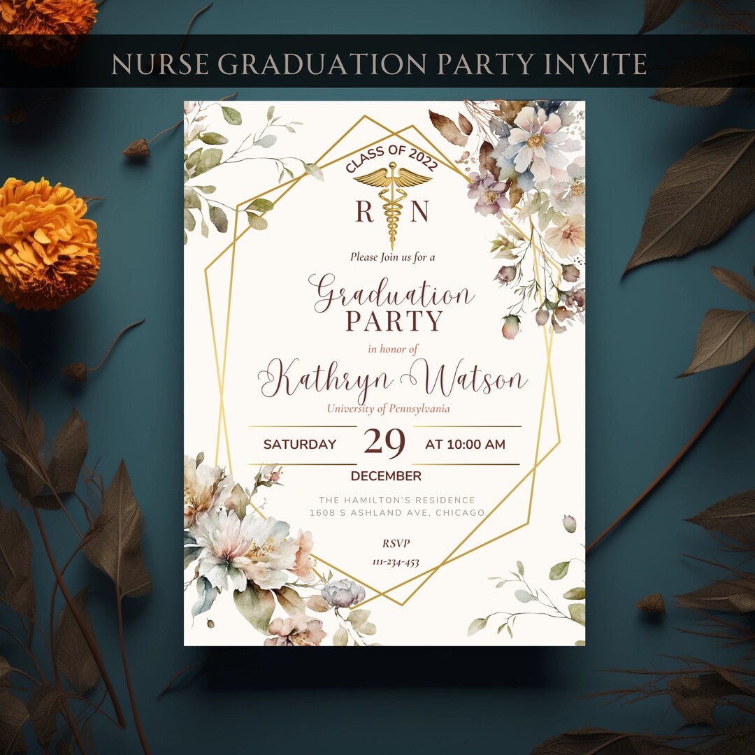 Rn Graduation Invitation Template, Nurse Graduation Party Invitations ...