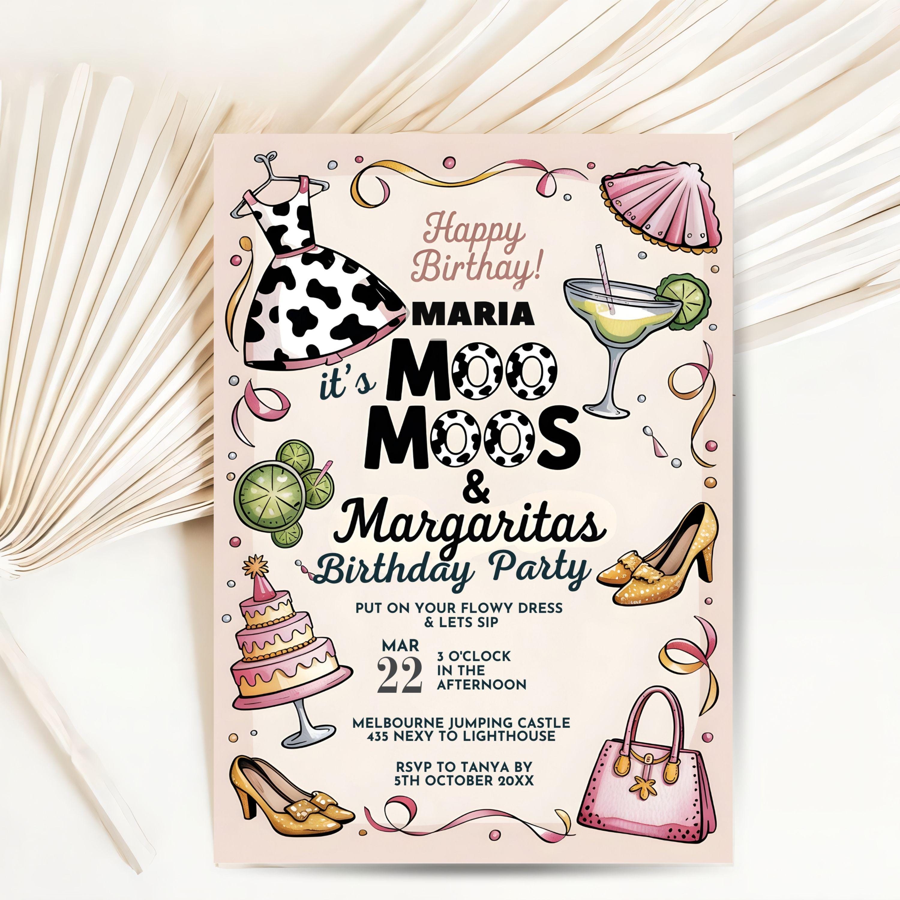 Moo Moos and Margaritas Party Invitation, Moomoos Mimosa Invite, Ladies ...
