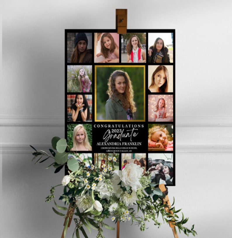 Editable Photo Collage Template Class of 2023 Sign 15 Graduation Photo ...
