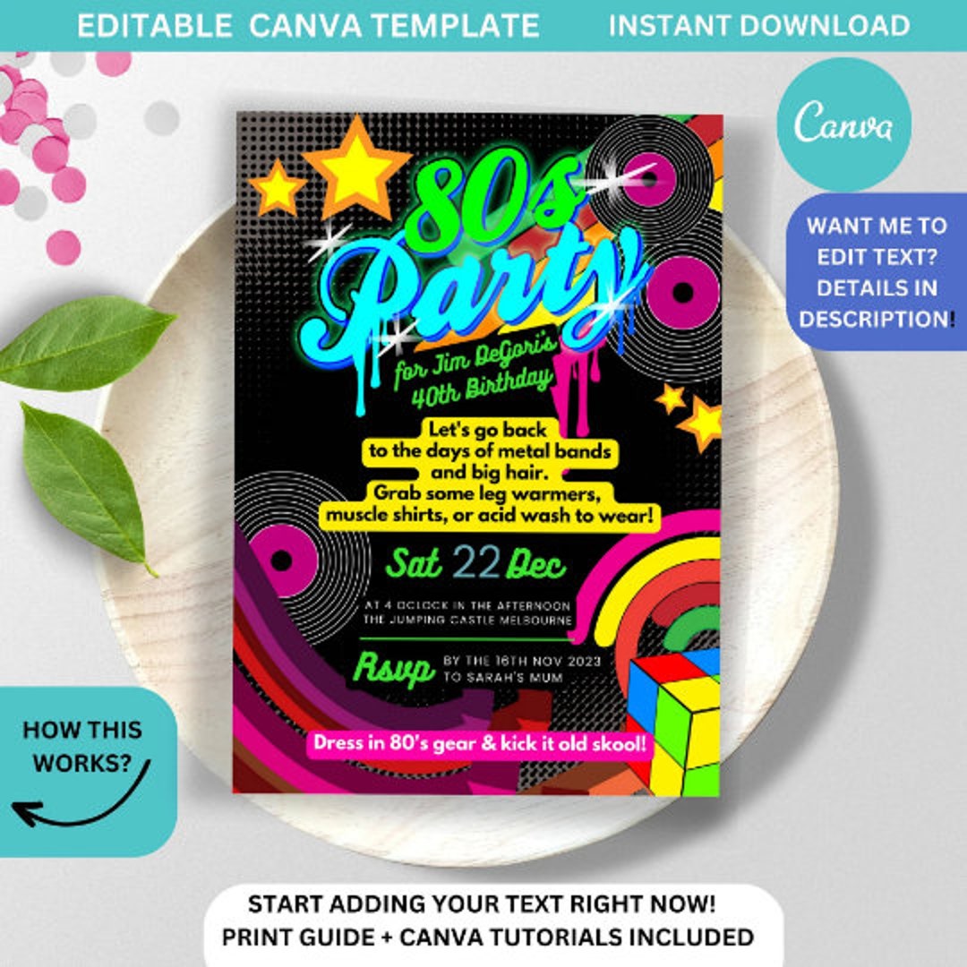 80s Birthday Invitation, Adult Themed Party Invitation, Adult Birthday ...