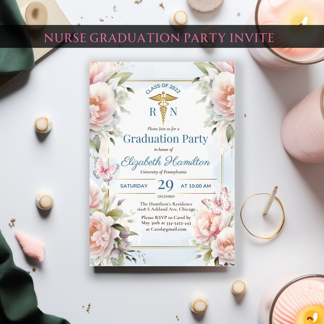 Nurse Graduation Party Invitations Templates, Rn Graduation Invitation ...