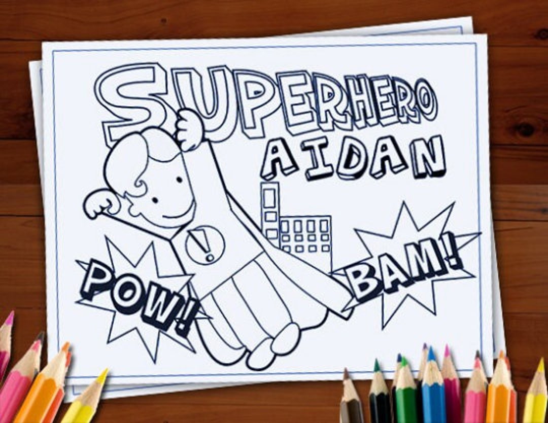 Superhero Coloring Page Custom, Personalized Coloring Page, Coloring ...