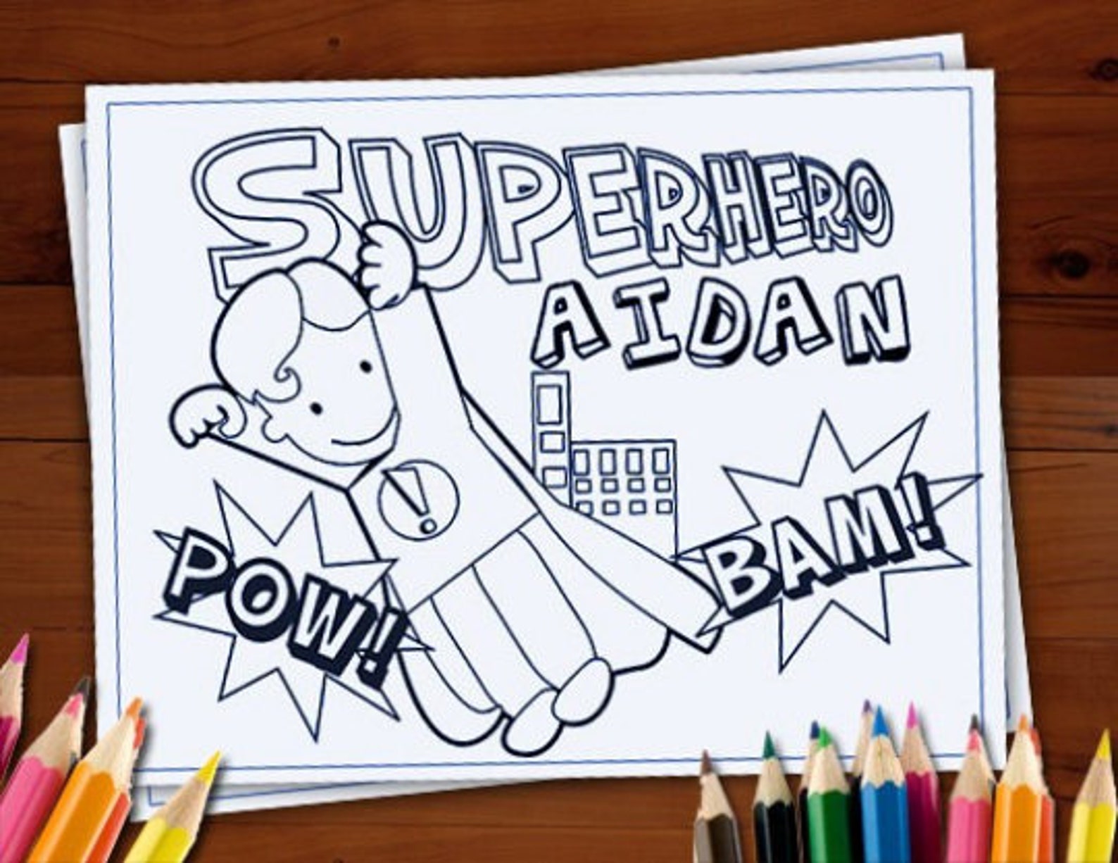 Superhero Coloring Page Custom, Personalized Coloring Page, Coloring ...