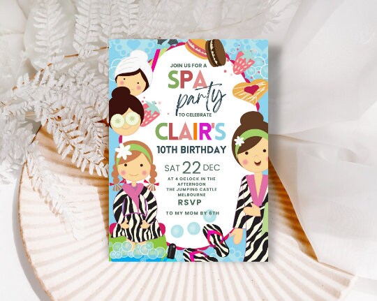 Spa and Slumber Party Invitation, Pajama Party, Spa Sleepover Party ...