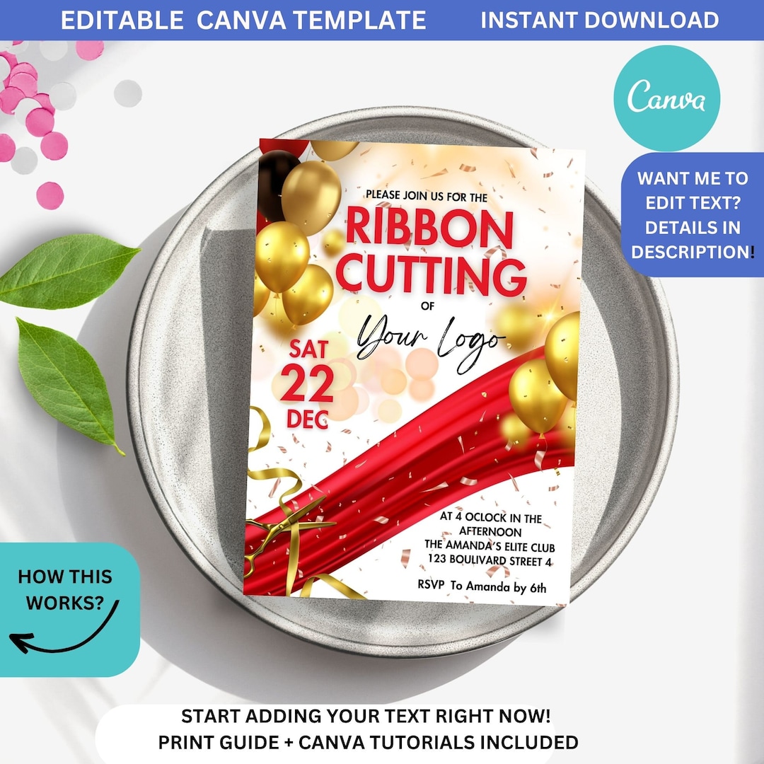 Ribbon Cutting Invitation Template Online Ribbon Cutting Grand Opening ...