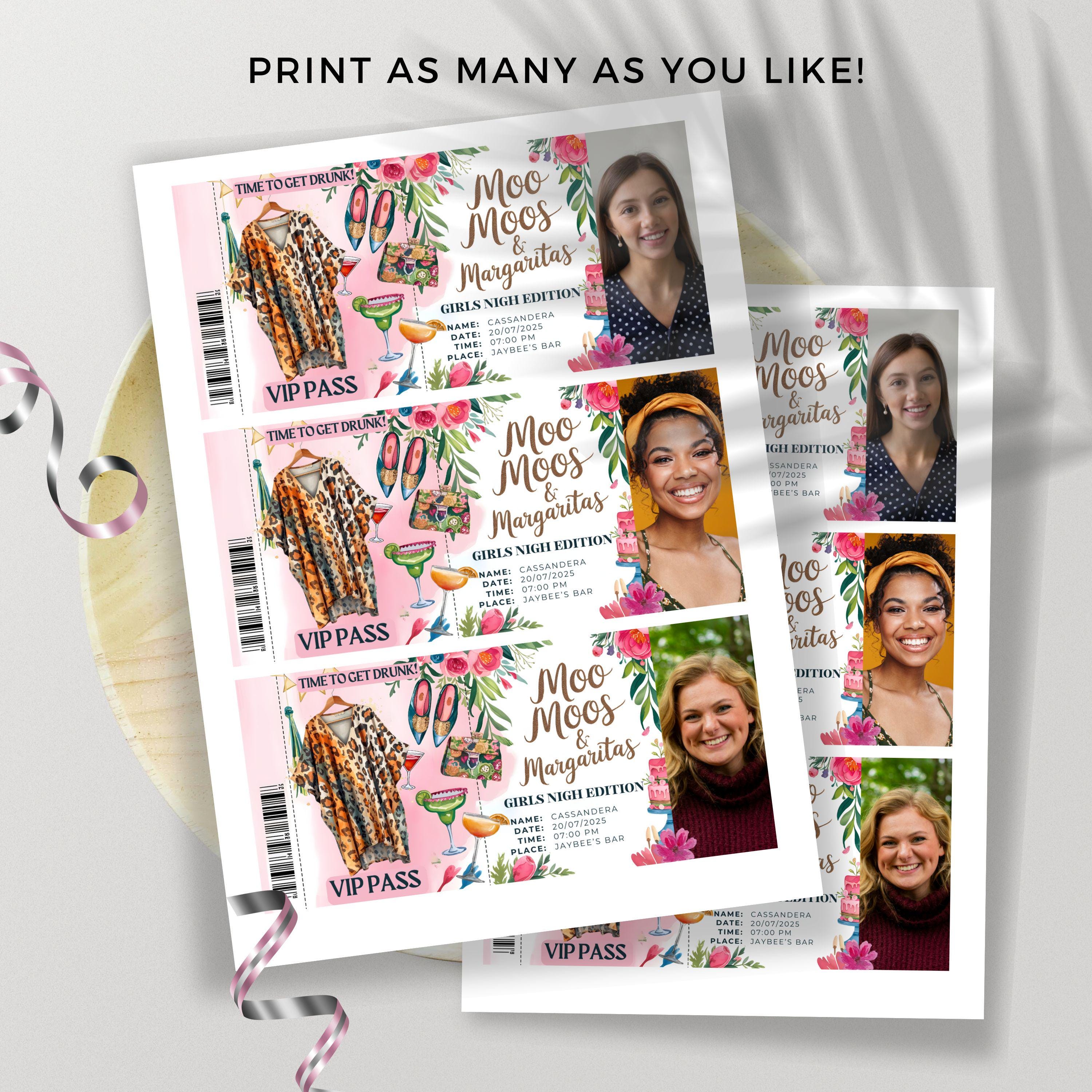 Editable Girls Night Pass Template Printable Personalized Ticket Canva ...