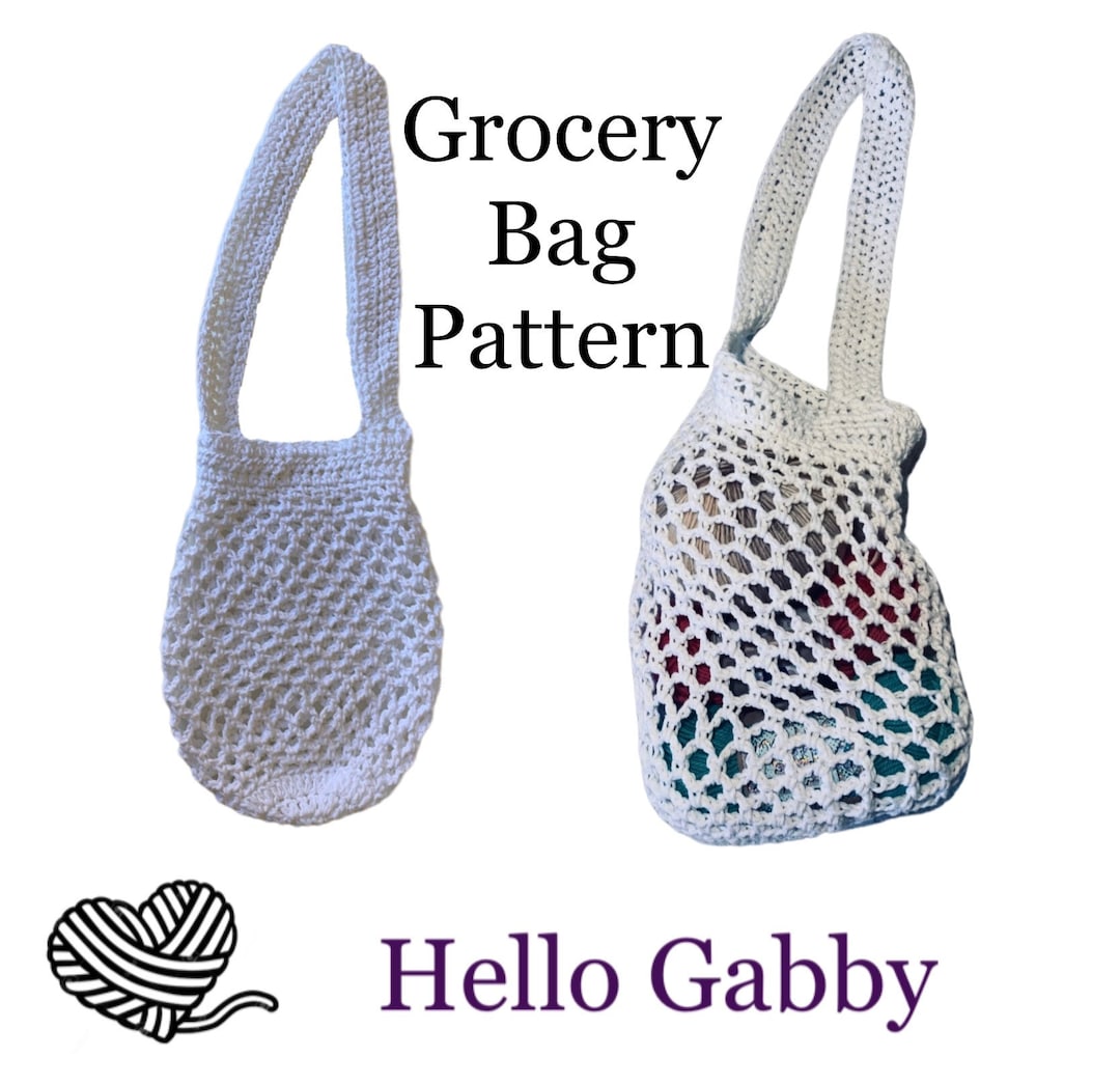 Grocery Bag PDF PATTERN Crochet Eco Reusable Re-usable Sling Purse ...