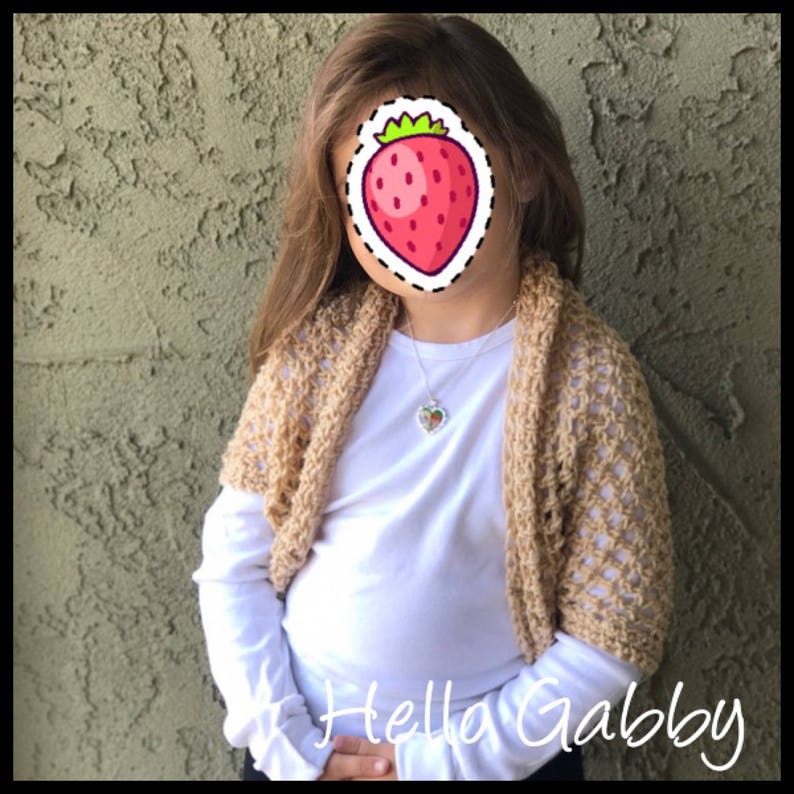 Child Shrug CROCHET PATTERN Size 7/8 Crochet Shawl Scarf Cardigan ...
