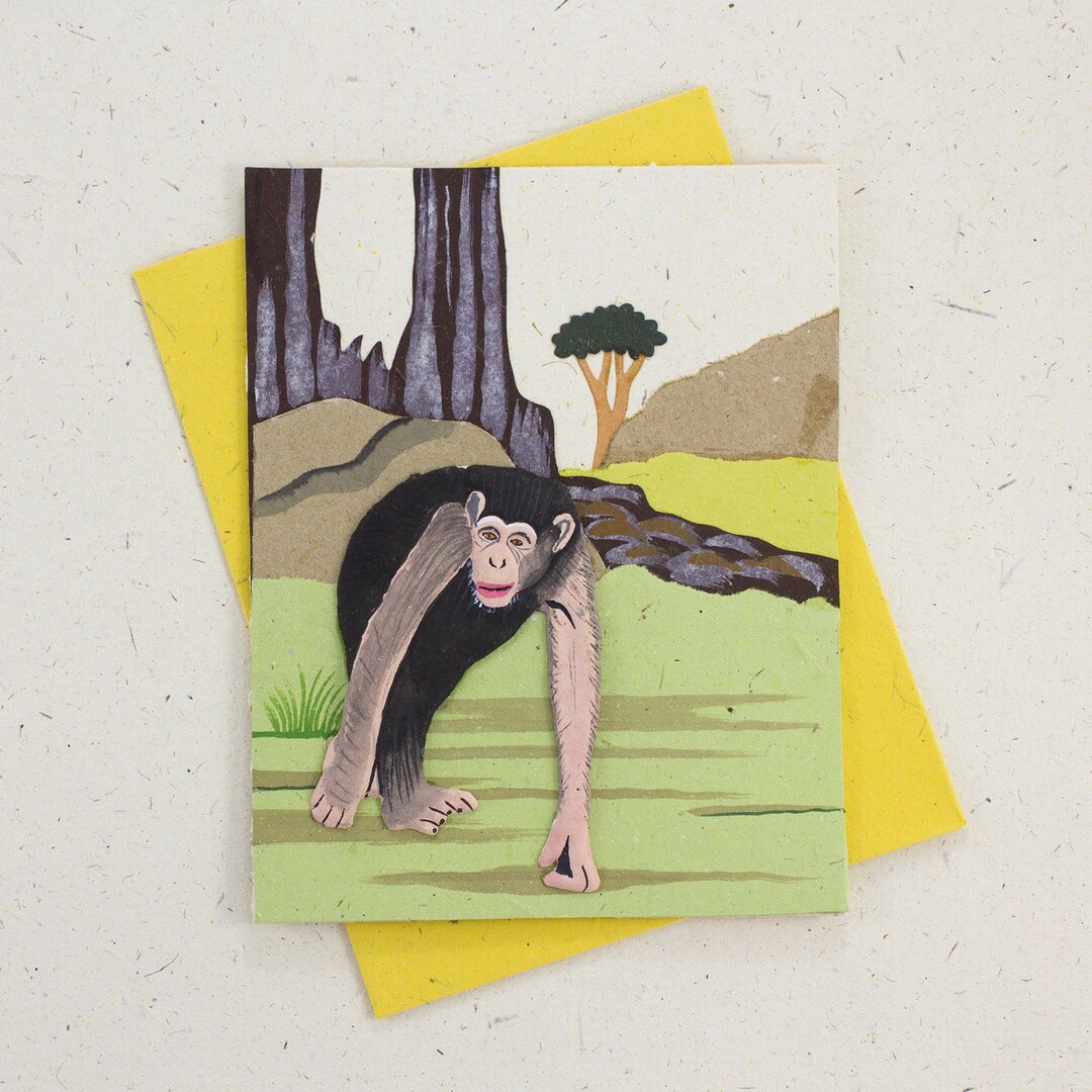 Eco-friendly Chimpanzee Greeting Card by Mr. Ellie Pooh - Sustainable ...