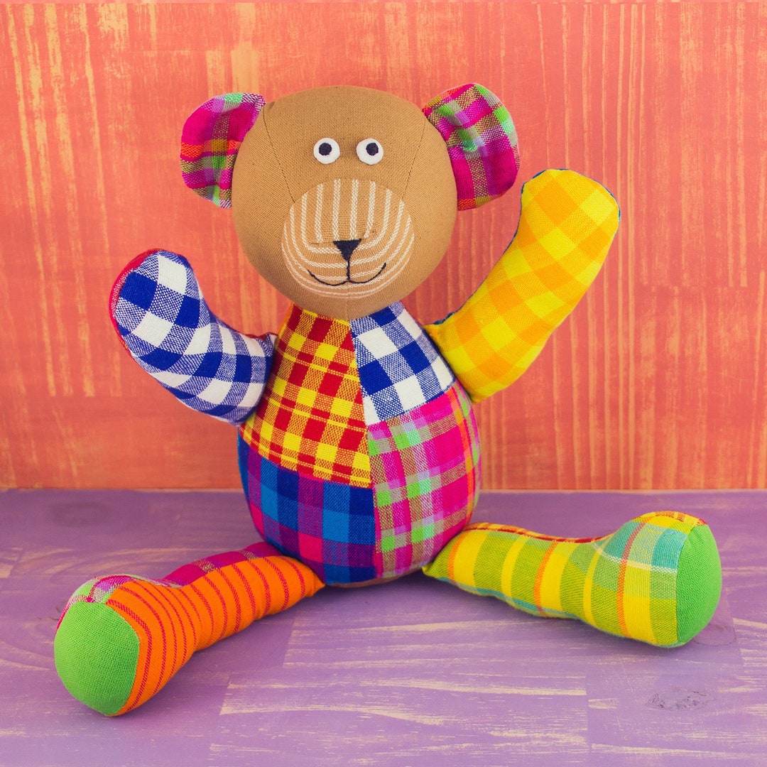 Handmade Fabric Cotton Patchwork Bear Doll - Adorable Stuffed Animal by ...