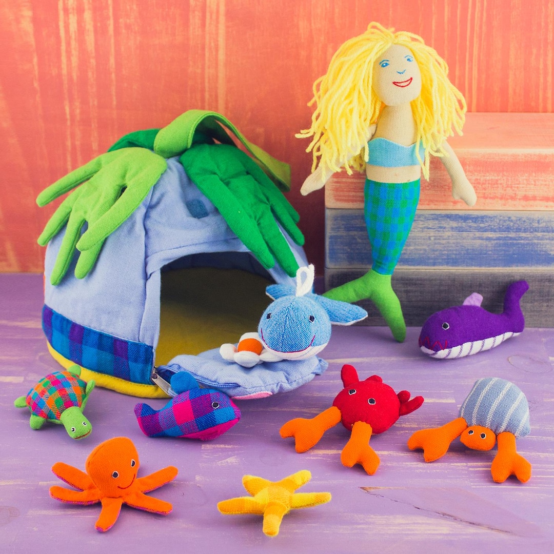 Artisan-crafted Coral Play Set - Mermaid and Sea Friends Sensory Toy ...