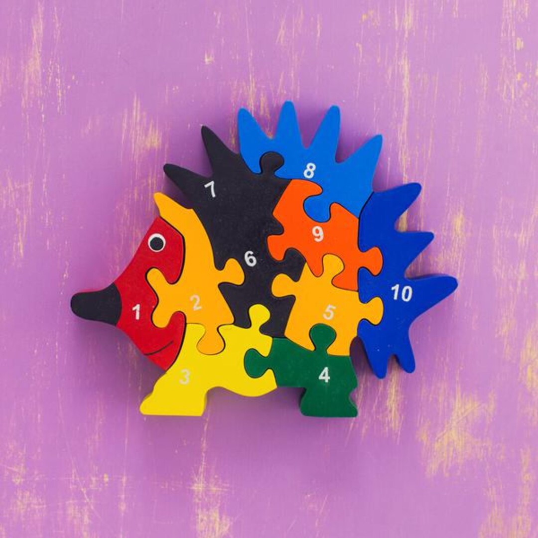 Mr. Ellie Pooh Sustainable Handmade Hedgehog Wood Puzzle - Etsy