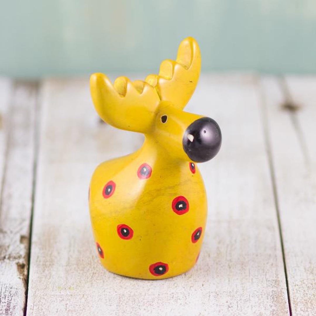 Mr. Ellie Pooh's Eco-friendly Yellow Soapstone Moose Figurine - Stylish ...