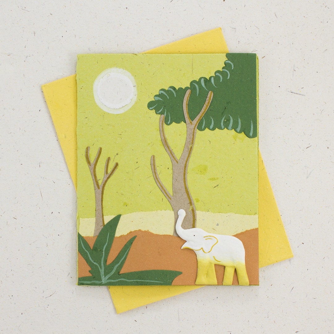 Elephant Trunk Up: Good Luck Greeting Card - Eco-friendly Elephant Dung ...