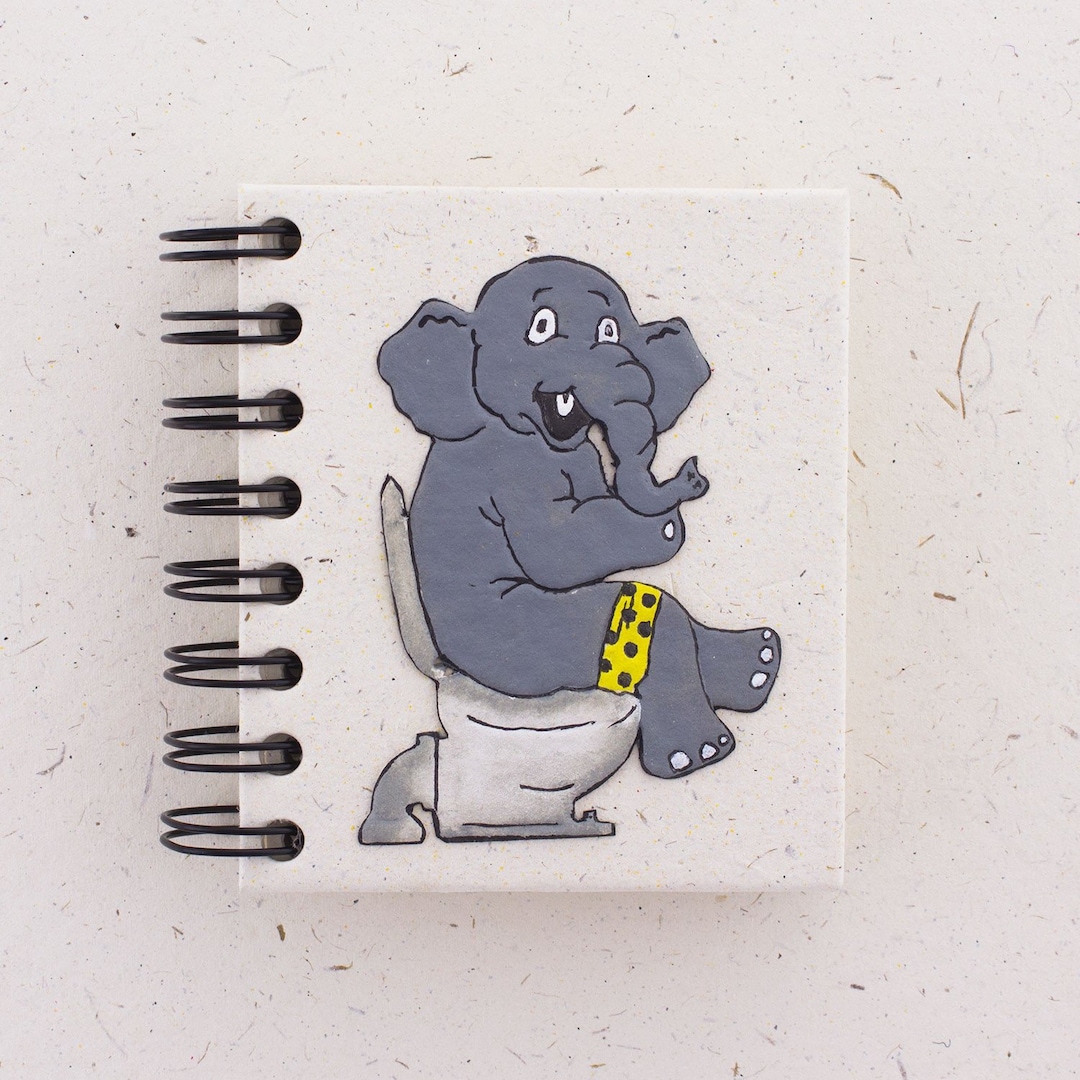 Quirky Elephant on Toilet Pocket Notebook - Eco-friendly Dung Paper - Etsy