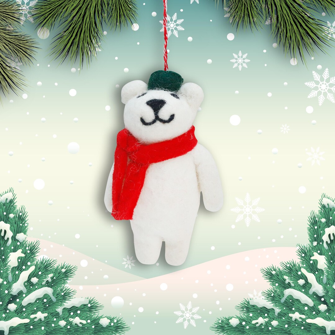Felt Ornament - Tuft Polar Bear Long - Etsy