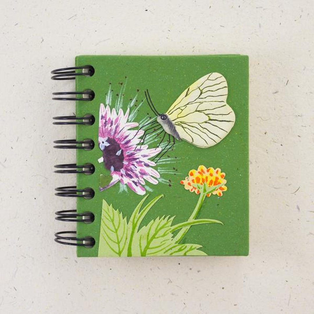 Mr. Ellie Pooh Elephant Dung Paper Butterfly Green Pocket Notebook - Etsy