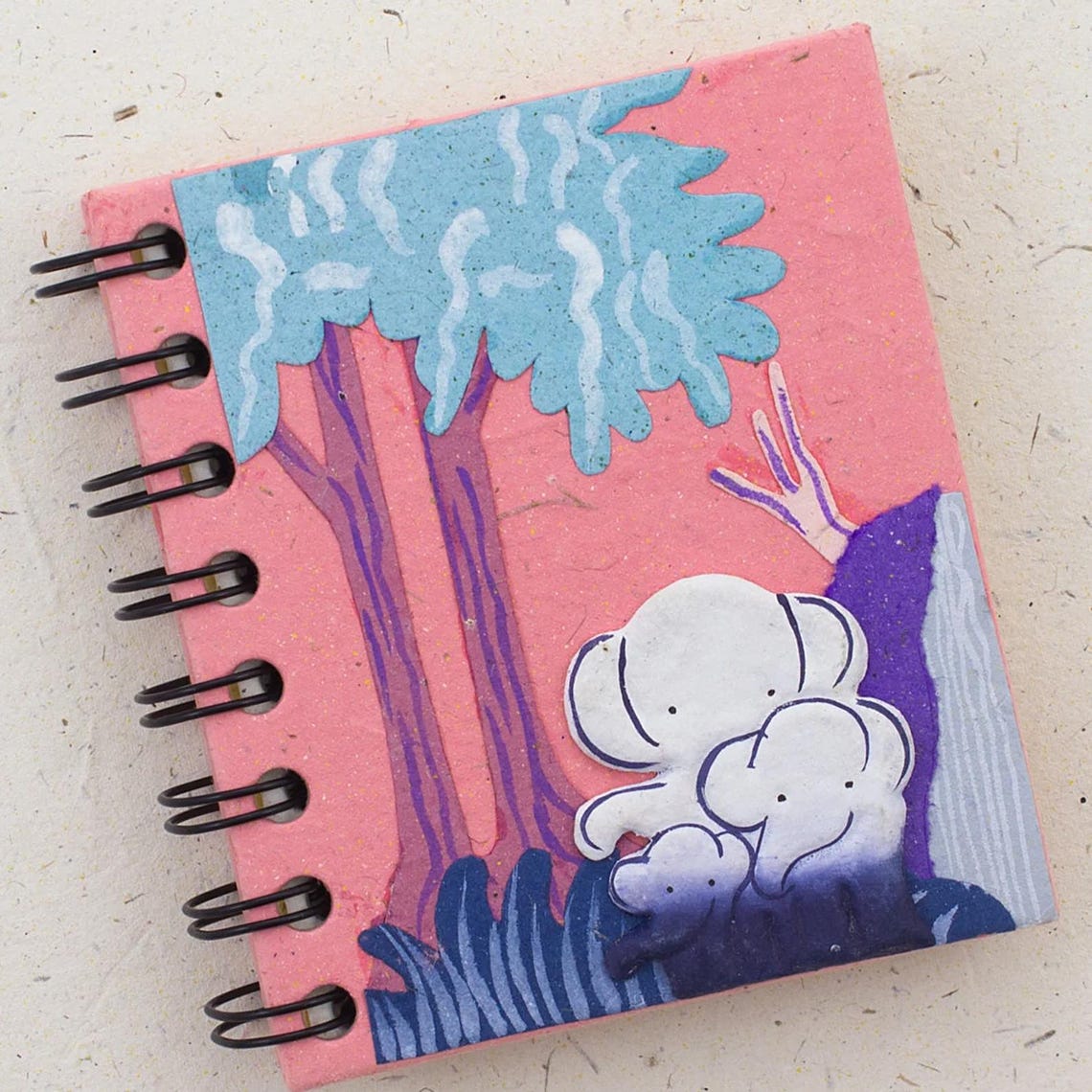 Whimsical Elephant Dung Paper Pink Elephant Family Pocket Notebook - Mr ...