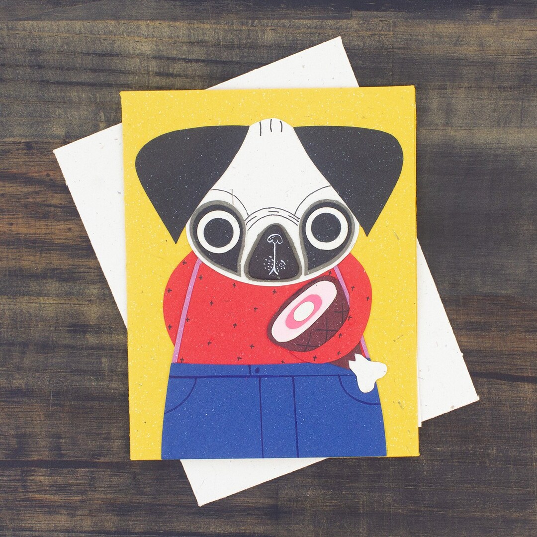 Pug Perfection: Handcrafted Greeting Card Featuring Pugsley the Pug - Etsy