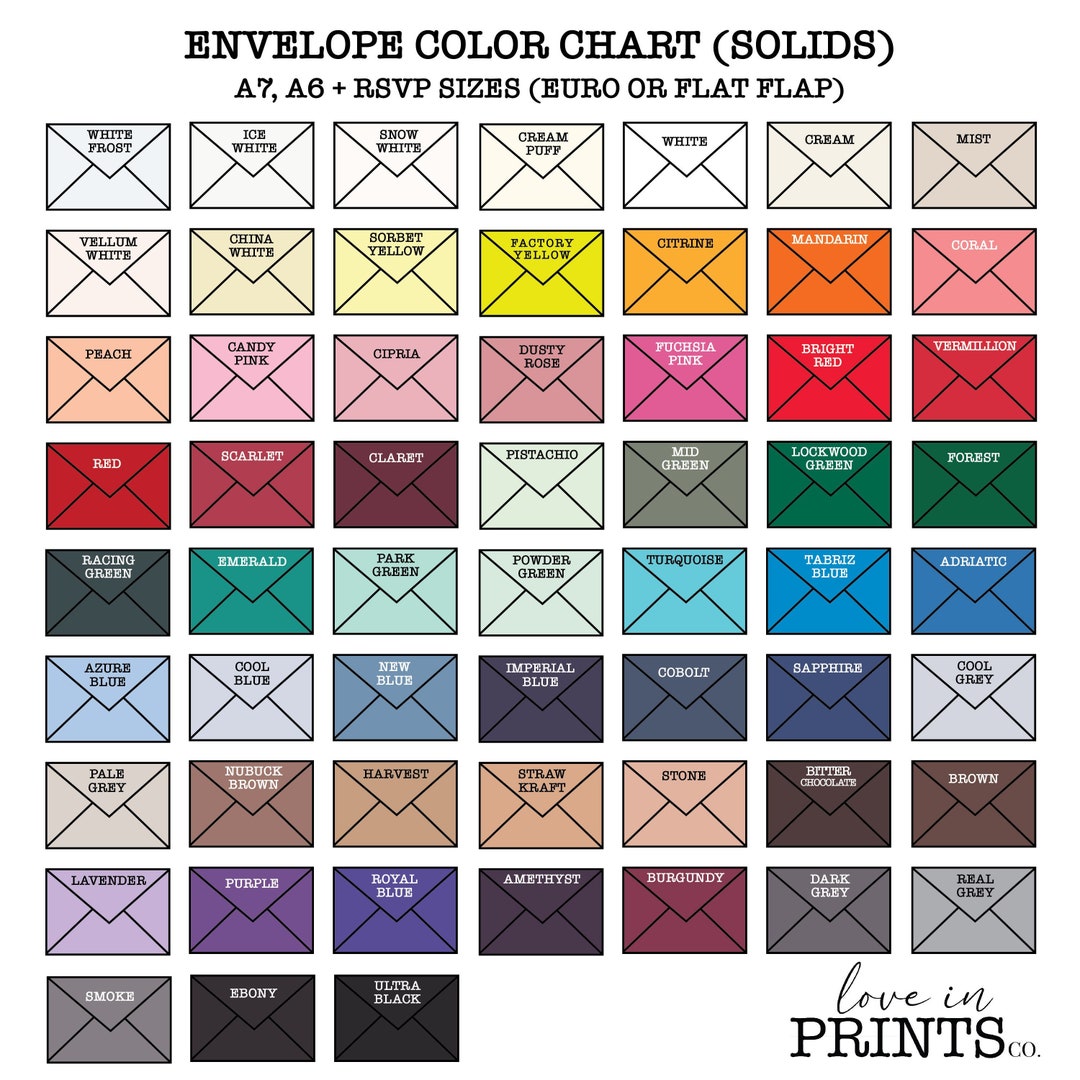 Colored Envelopes | Blank Colored Envelope Add-on, Euro Flap, A7, and ...