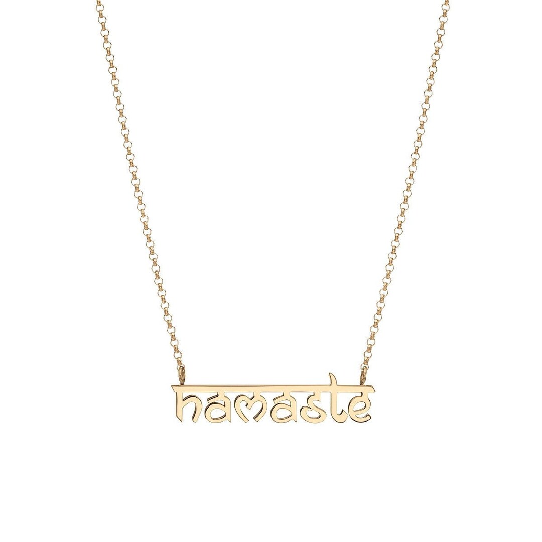 Namaste Pendant Necklace in 14kt Yellow Gold - Etsy