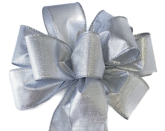 Silver Christmas Bow | Etsy