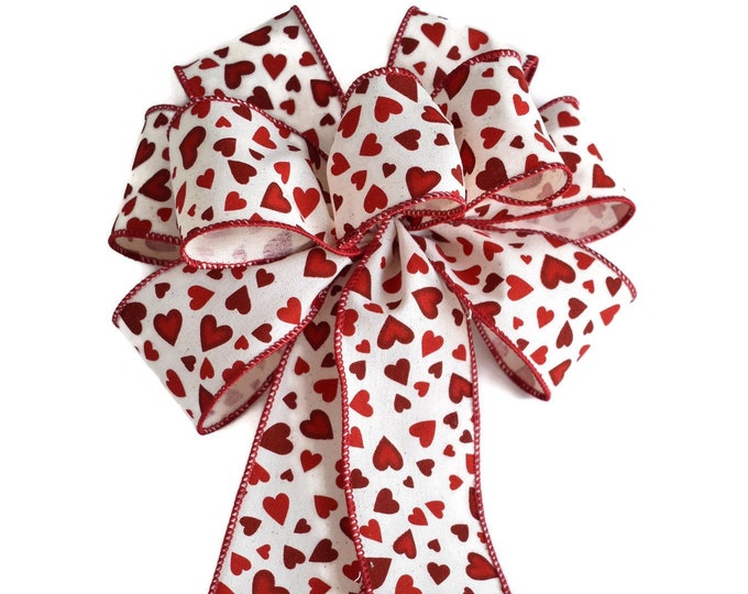 Love Heart Hair Bows, Red and Pink Pigtail Bows - Etsy