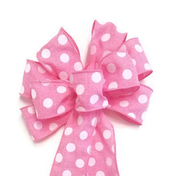 Pink Polka Dot Bow - Etsy