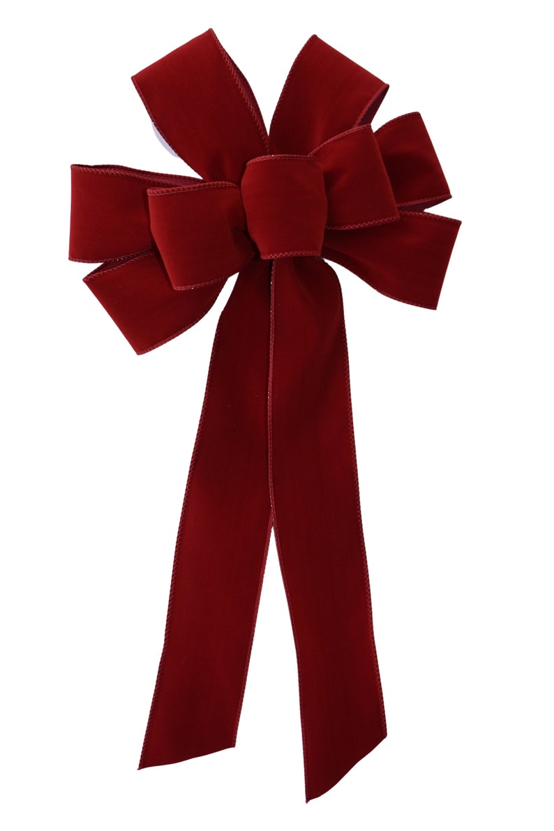 Dark Red Velvet Wired Wreath Bow Brick Red Bow Holiday Bow Etsy
