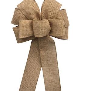 Natural Burlap Handmade Wired Bow - Choose Size - Fall Bow - Autumn Bow ...