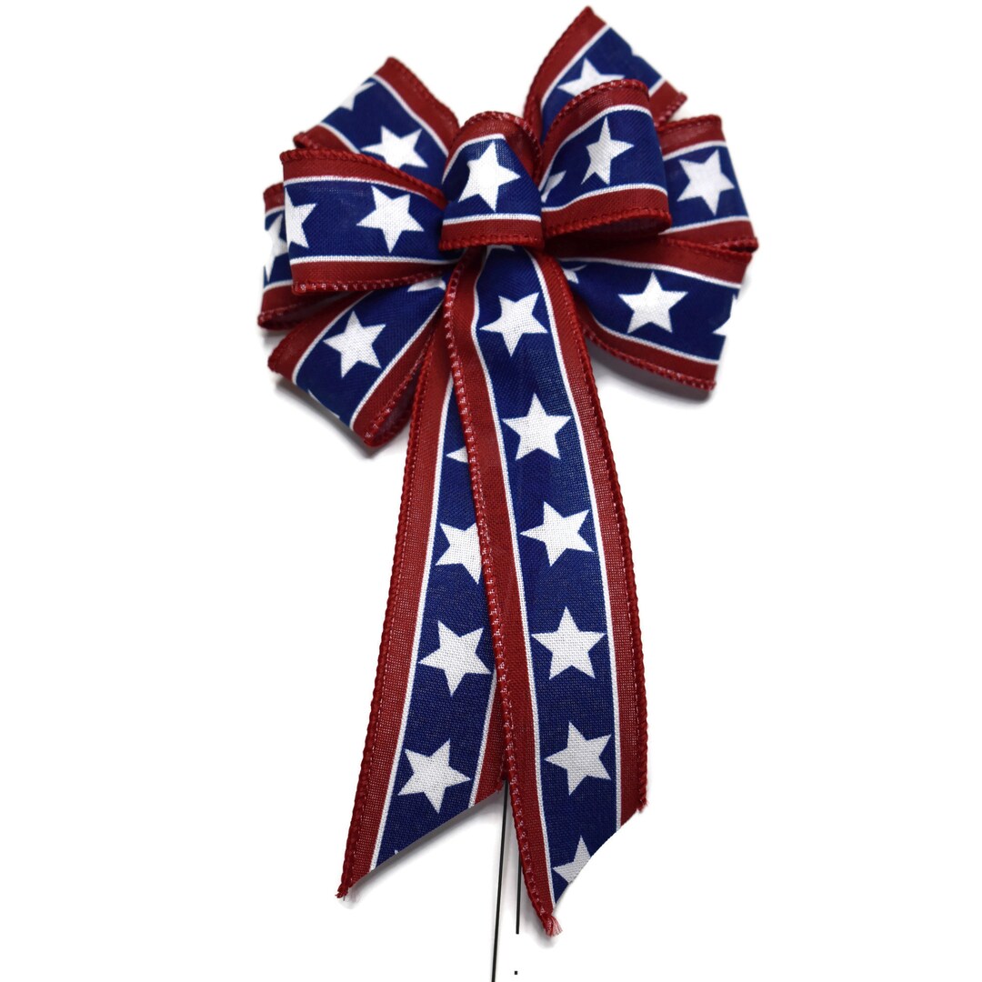 Small 5-6 Hand Made Wired Red, White & Blue Star Bow - Etsy