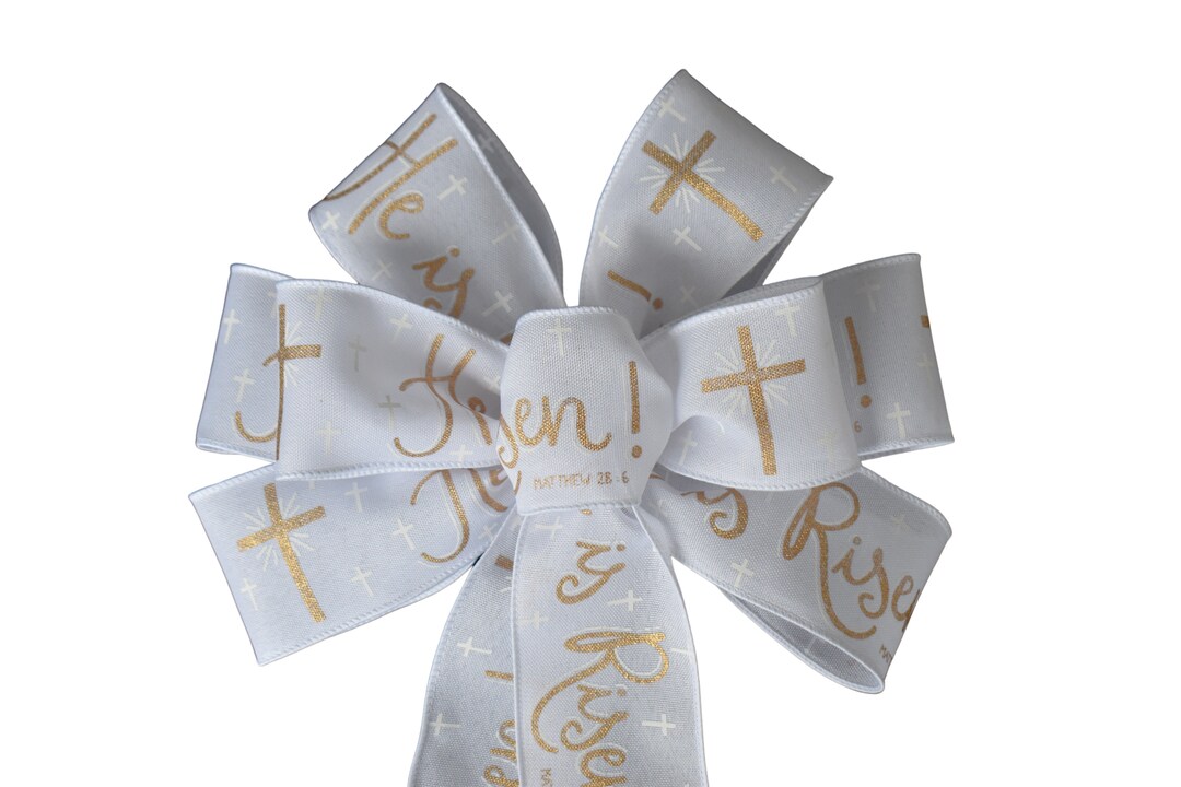 Easter Bow - White Bow - He is Risen Religious Christian Bow - Handmade ...