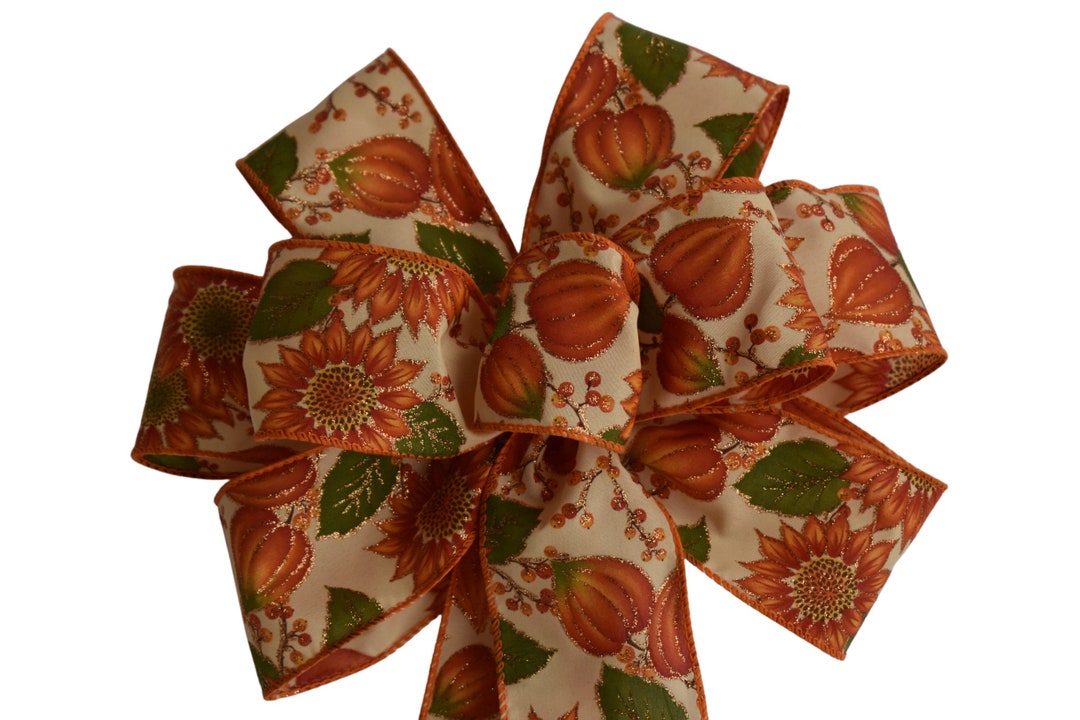 Fall Floral Bow - Handmade Bow - Wired Bow - Wreath Bow - Autumn Bow ...