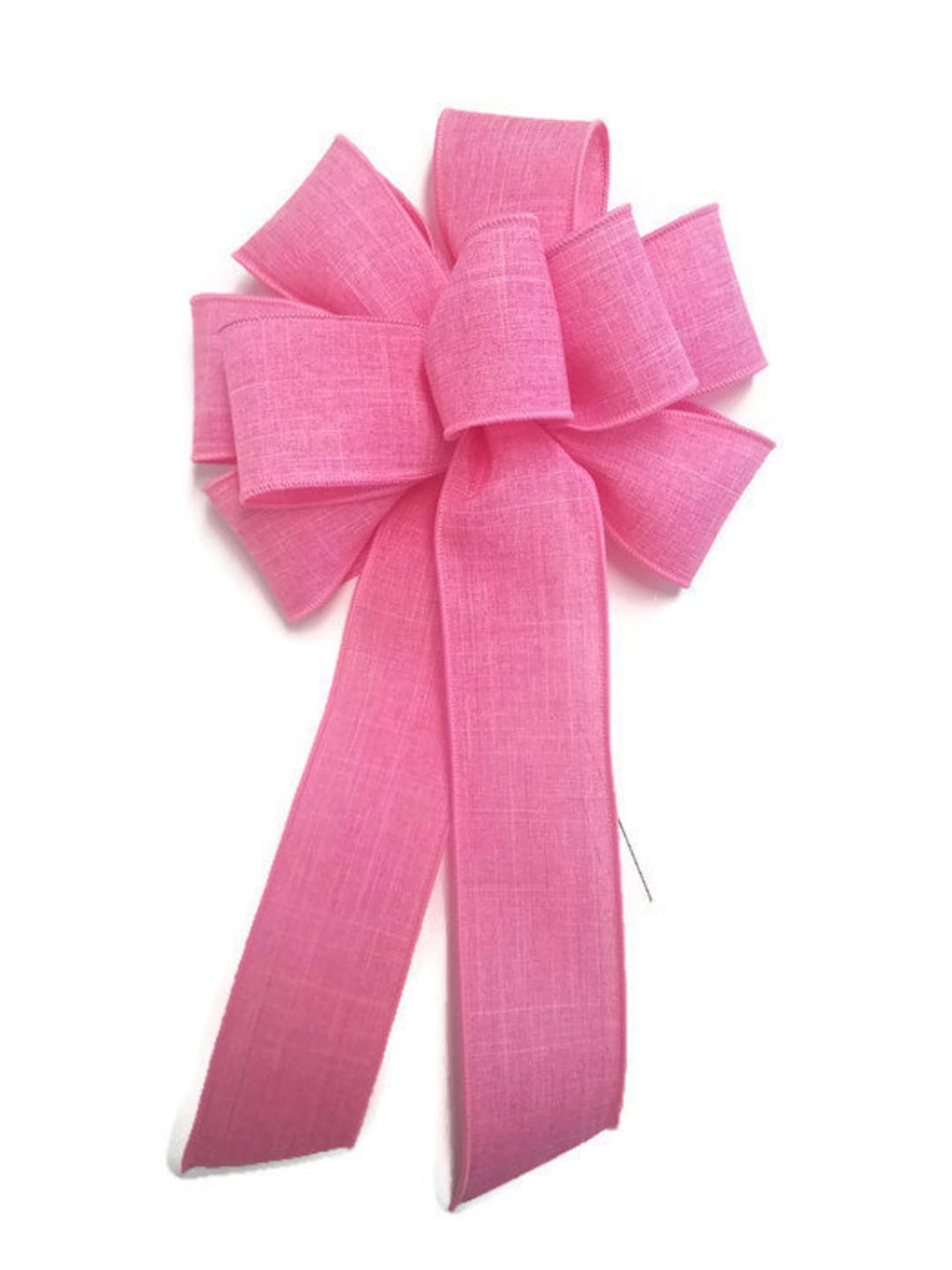 Pink Linen Bow - Handmade Bow - Wired Wreath Bow - Spring Bow - Easter ...