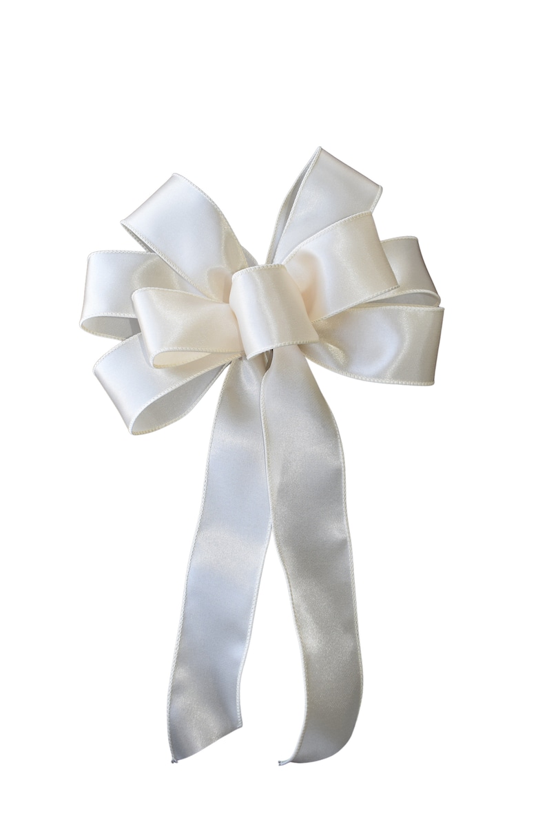 Ivory Satin Bow - Handmade Bow - Wired Wreath Bow - Off-white - Wedding ...