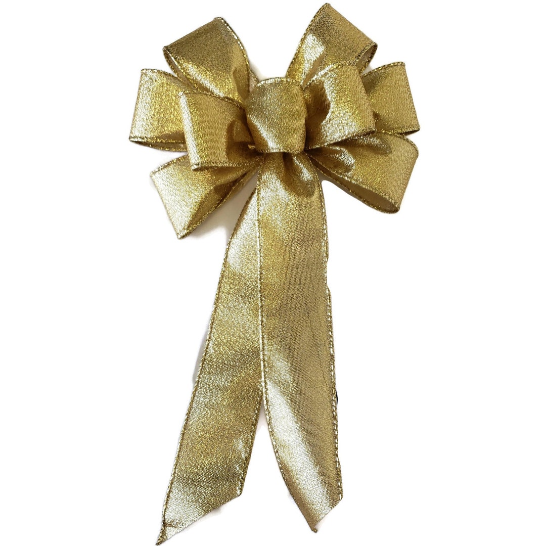 Metallic Gold Bow - Wired Bow - Handmade Bow - Choose Size - Christmas Bow - Holiday Bow - Etsy